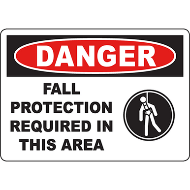 DANGER Fall Protection Required In This Area Sign w/Symbol | Graphic ...