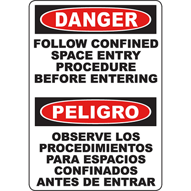 DANGER Follow Procedure Before Entering Bilingual Sign | Graphic Products