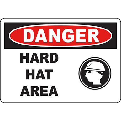 DANGER Hard Hat Area Sign w/Symbol | Graphic Products