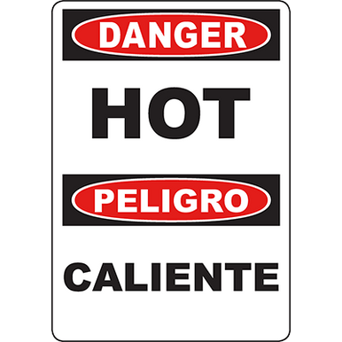 DANGER Hot Bilingual Sign - DuraLabel