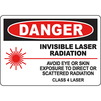 DANGER Invisible Laser Radiation Class 4 Laser Sign - DuraLabel