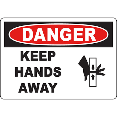 DANGER Keep Hands Away Sign w/Symbol - DuraLabel