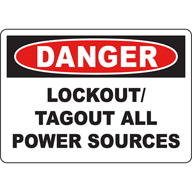DANGER Lockout/Tagout All Power Sources Sign | Graphic Products