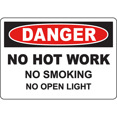 DANGER No Hot Work No Smoking No Open Light Sign | Graphic Products