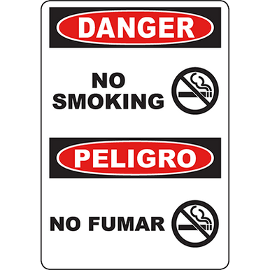 DANGER No Smoking Bilingual Sign | Graphic Products