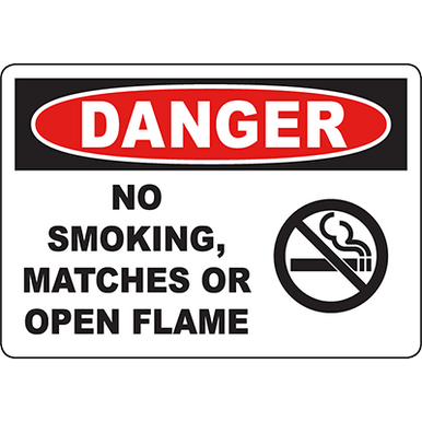 DANGER No Smoking, Matches Or Open Flame Sign | Graphic Products