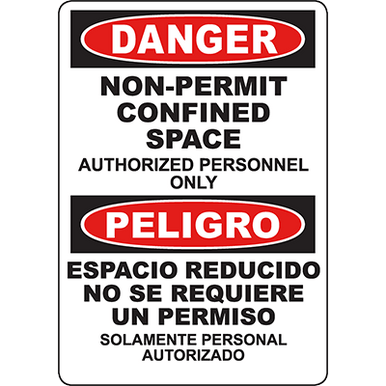DANGER Non-Permit Confined Space Bilingual Sign | Graphic Products
