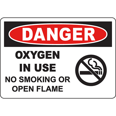 DANGER Oxygen In Use No Smoking Or Open Flame Sign | Graphic Products