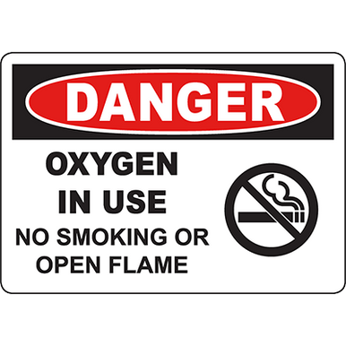 DANGER Oxygen In Use No Smoking Or Open Flame Sign - DuraLabel
