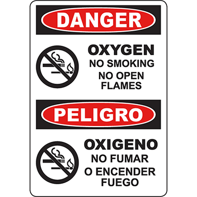 DANGER Oxygen Bilingual Sign | Graphic Products