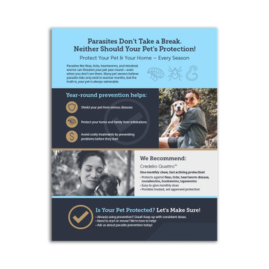 Year-Round Parasite Prevention 8.5 x 11 Flyer – Credelio Quattro™