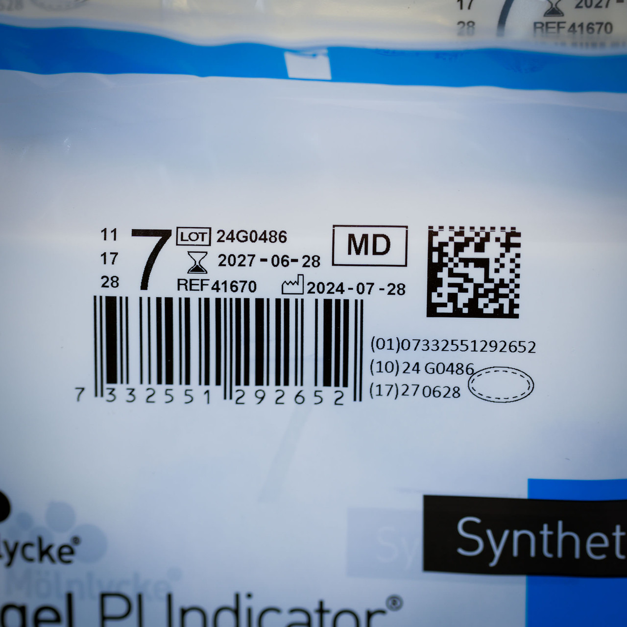 Mölnlycke Biogel PI Indicator 41670 Size 7 Underglove NOS