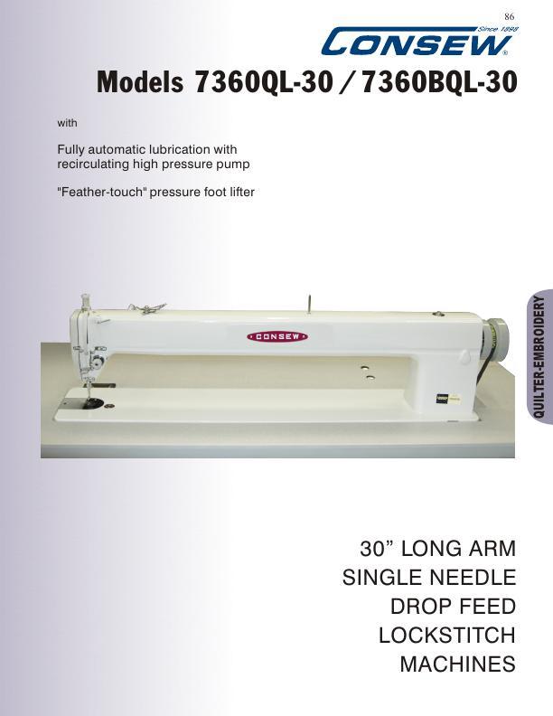 Consew 7360BQL-30/7630QL-30 Single Needle 30 Inch long Arm Lockstitch ...