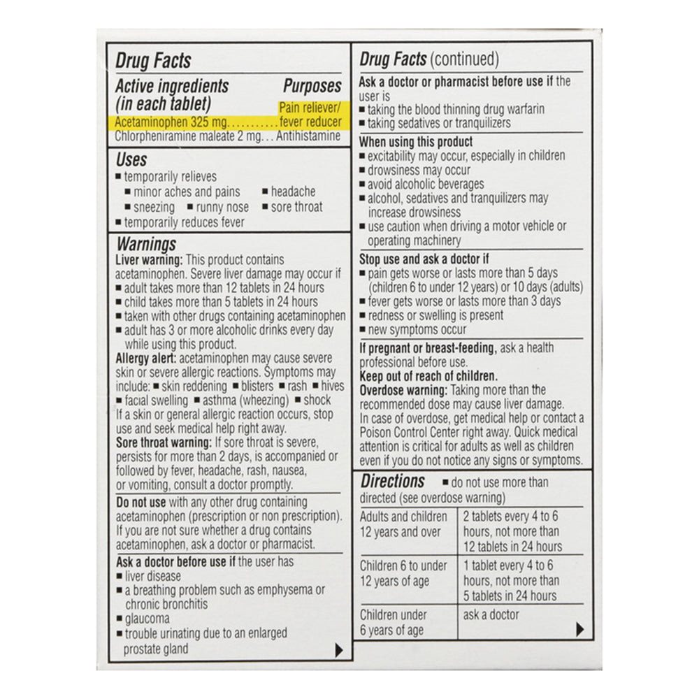 Coricidin HBP Cold and Flu Relief Tablets for High Blood Pressure ...