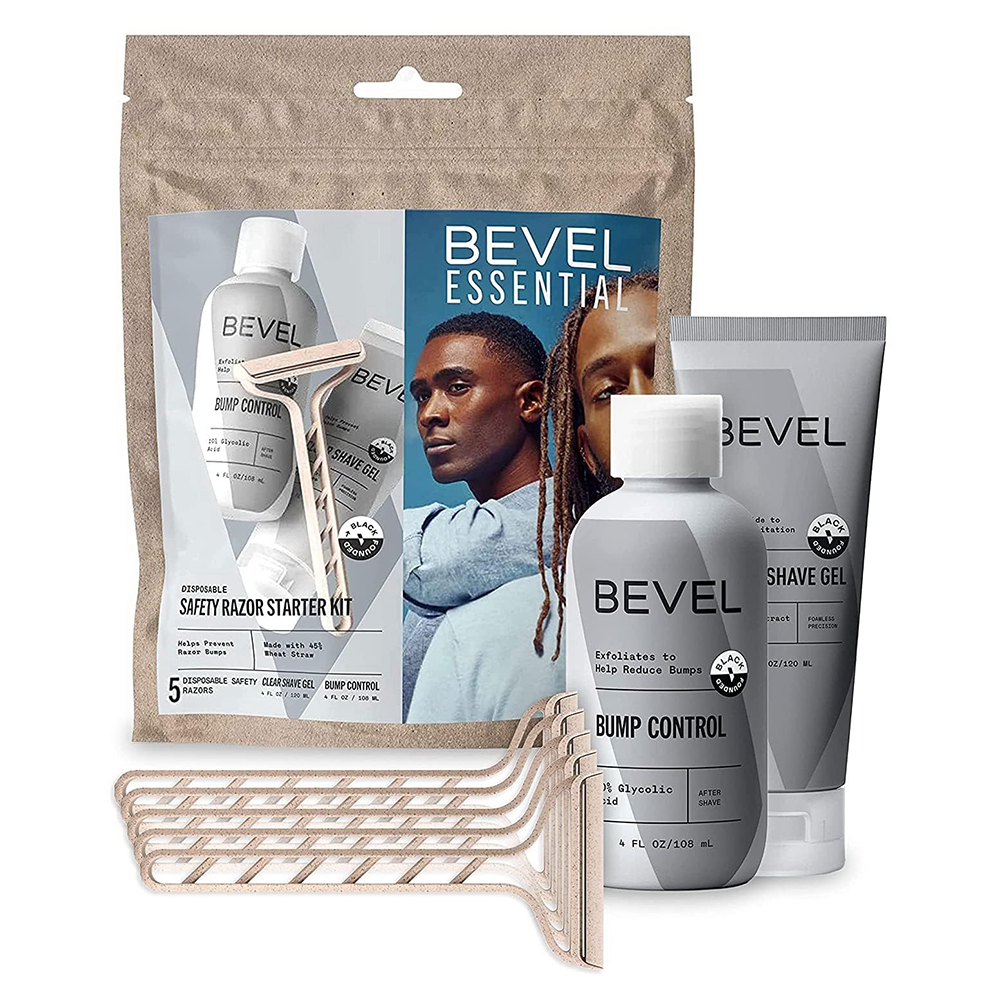 Bevel Essentials Disposable Safety Razor Shaving Starter Kit for Men