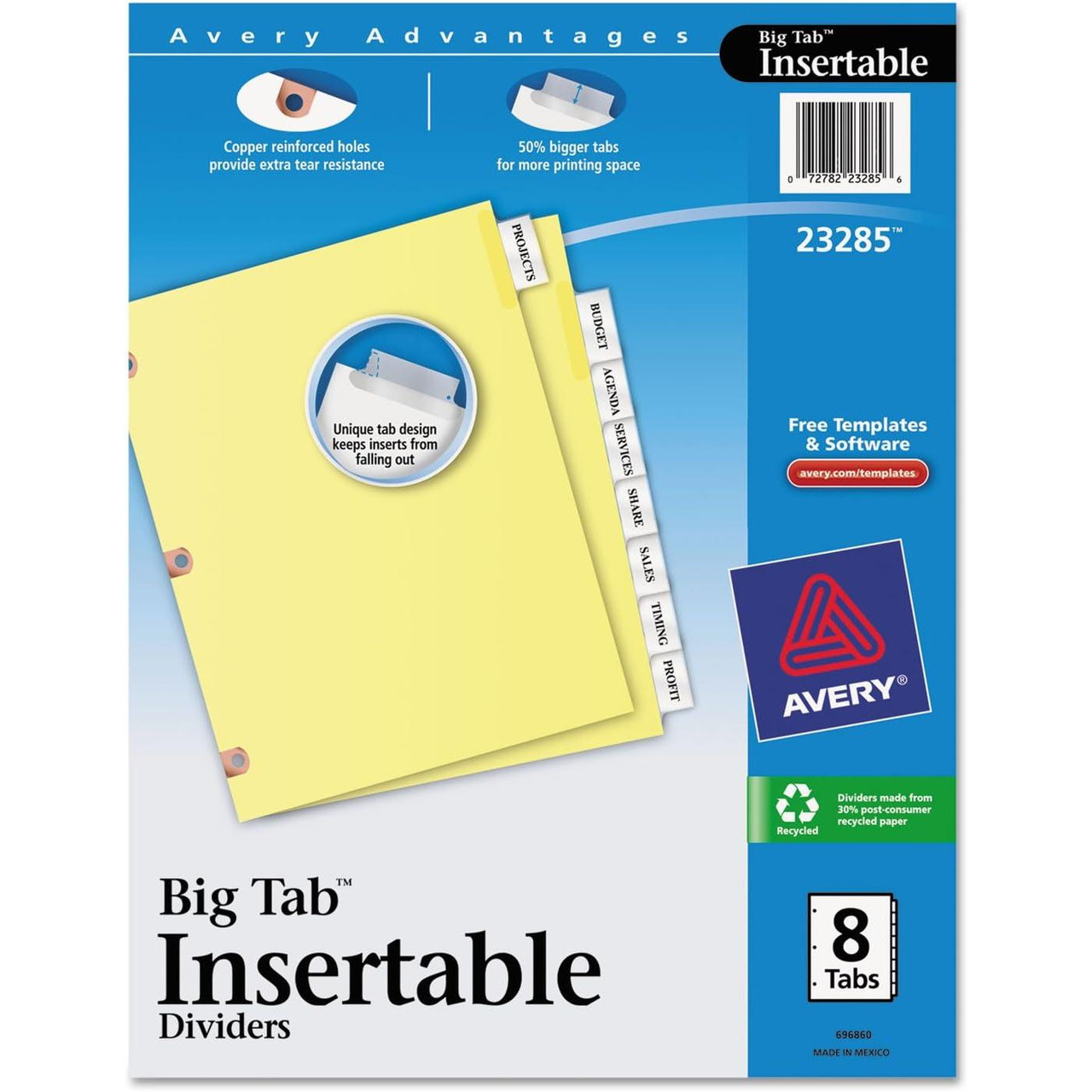 Avery Big Tab Insertable Dividers Clear - 8 count