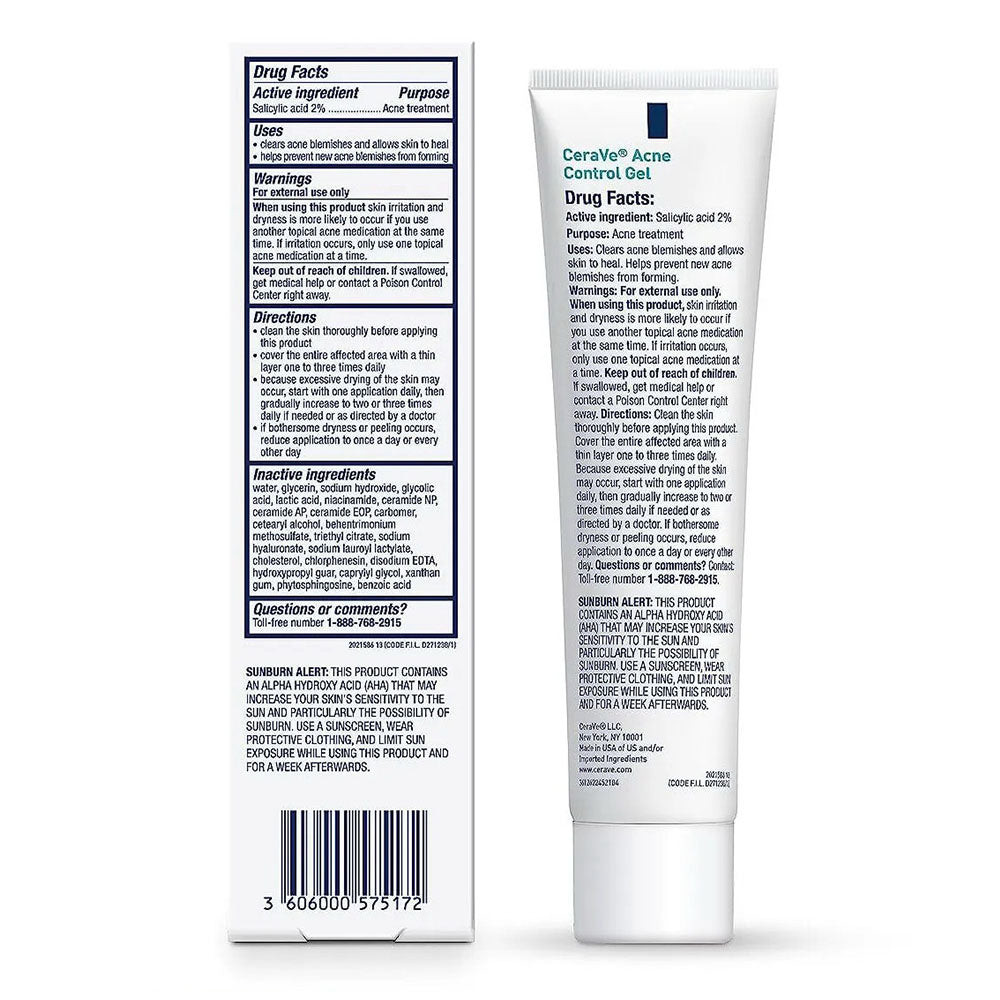 Cerave Salicylic Acid Acne Gel for Face Breakout Control, 1.35 Oz ...