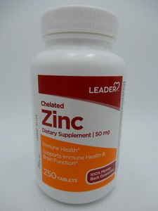 Leader Chelated Zinc 50 mg Supplement Immune Support - 250 Tablets