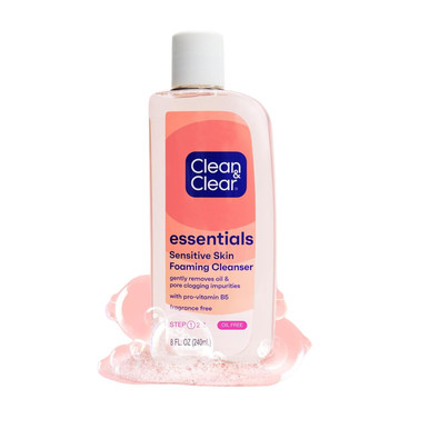 Clean and Clear Essentials Foaming Facial Cleanser for Sensitive Skin ...