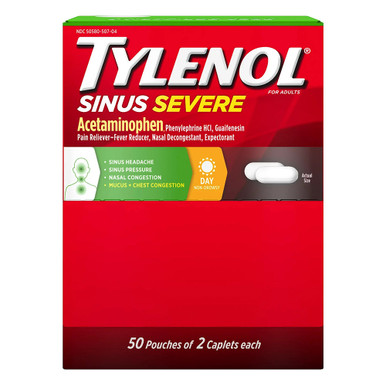 Tylenol Sinus Severe Daytime Caplets For Pain & Congestion Relief - 50 ...