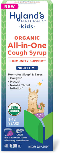 Hyland's Kids Organic All-in-One Cough Syrup Nighttime - Eases Cough ...