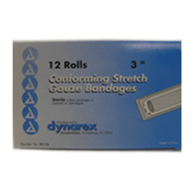 Conform Stretch Gauze Bandages, Sterile 3 Inches X 4.1 Yards, 12 Rolls
