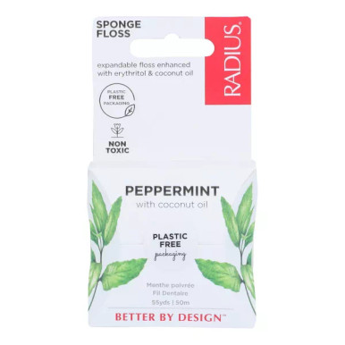 Radius Peppermint With Coconut Oil Sponge Floss - 55 Yd - wisermerchant