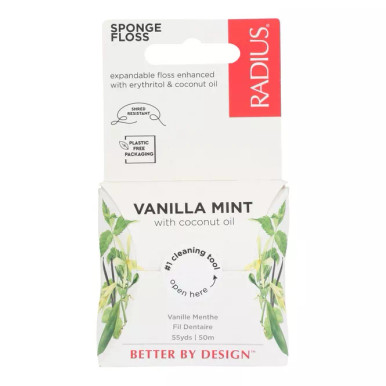Radius Vanilla Mint With Coconut Oil Sponge Floss - 55 Yd - wisermerchant