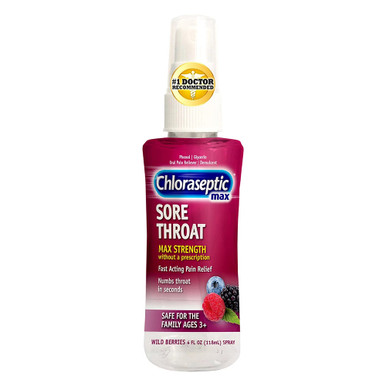 Chloraseptic Max Strength Sore Throat Spray Wild Berries Flavor, 4 Oz ...