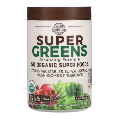Country Farms Organic Super Greens Powder Chocolate for Daily Nutrition ...