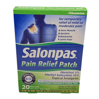 Salonpas Pain Relieving Menthol And Methyl Salicylate Patch, 20 Count ...