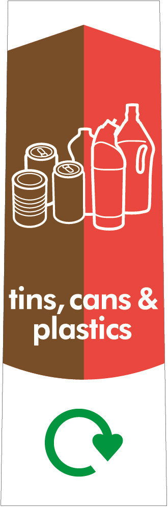 Slim Recycling Bin Sticker - Tins, Cans & Plastics