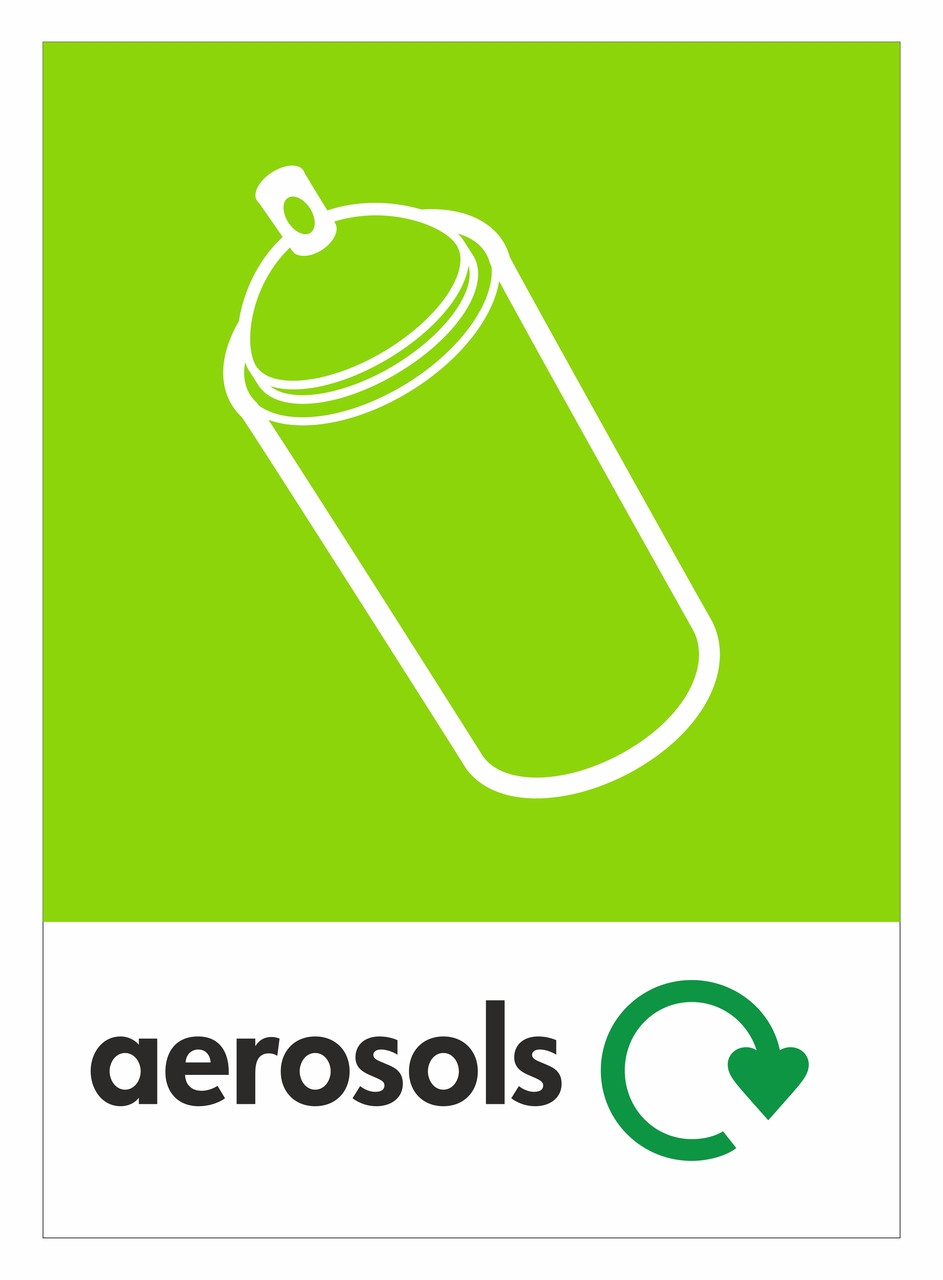 Large A4 Waste Stream Sticker Aerosols