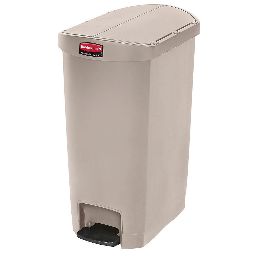 Rubbermaid Slim Jim End Step Pedal Bin - 68 Ltr - Beige - Rubbermaid ...