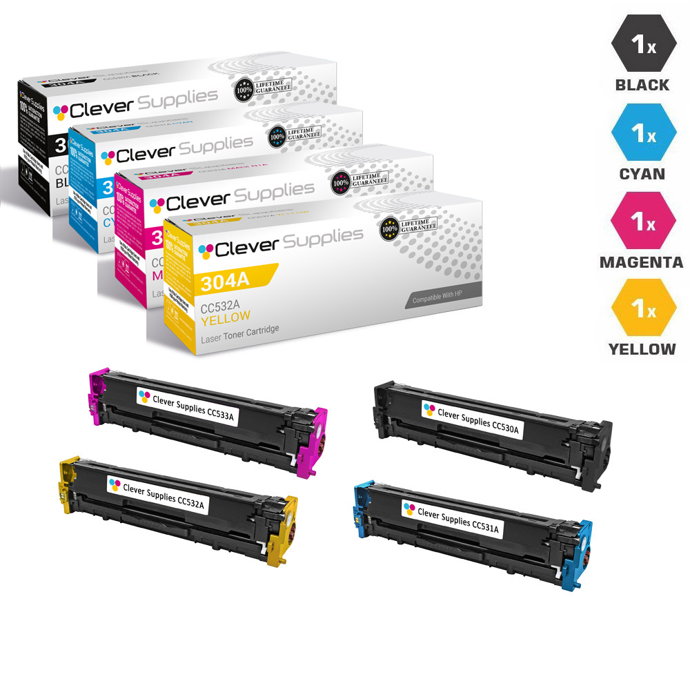 CS Compatible Replacement for HP 304A 4 Color LaserJet Toner Cartridges ...