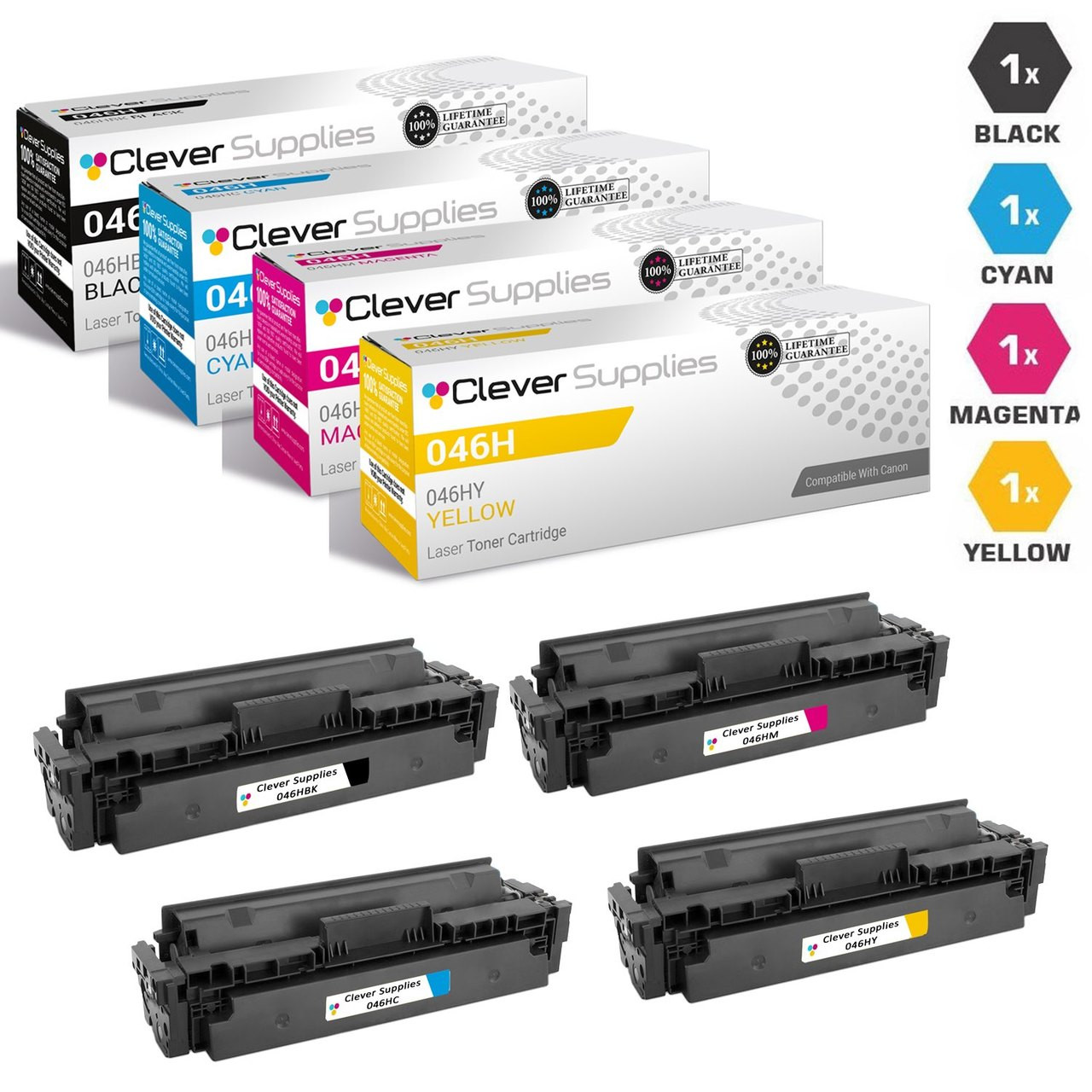 Compatible Canon 046H Toner Cartridges 4 Color Set (046HBK, 046HY ...