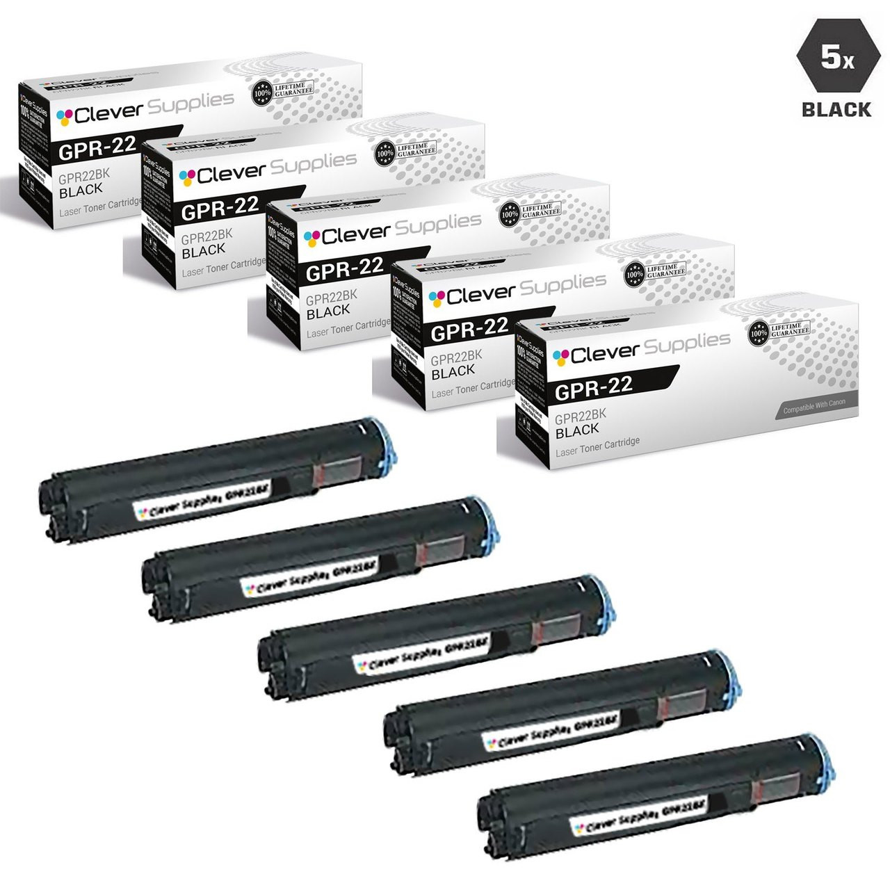 Compatible Canon GPR-22 Toner Cartridges Black 5 Pack (GPR22BK ...