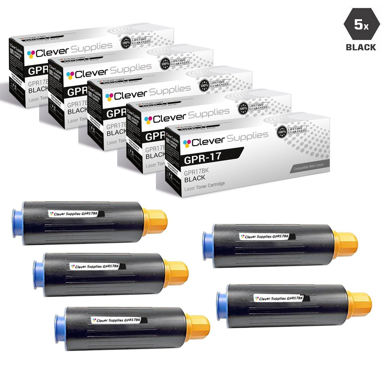 Compatible Canon GPR-17 Toner Cartridges Black 5 Pack (GPR17BK ...