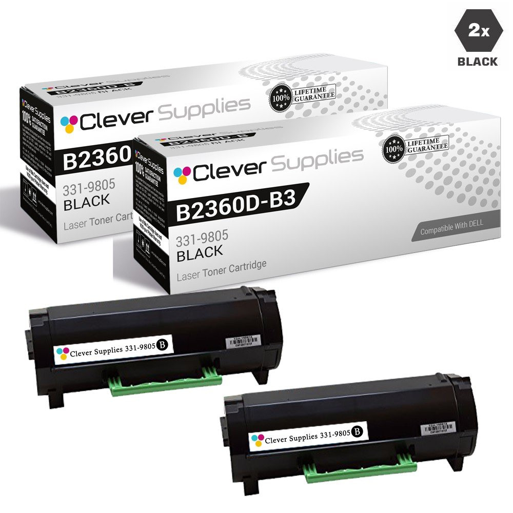 Compatible Dell B2360D-B3465DNF Toner Cartridges Black 2 Pack (331-9805 ...
