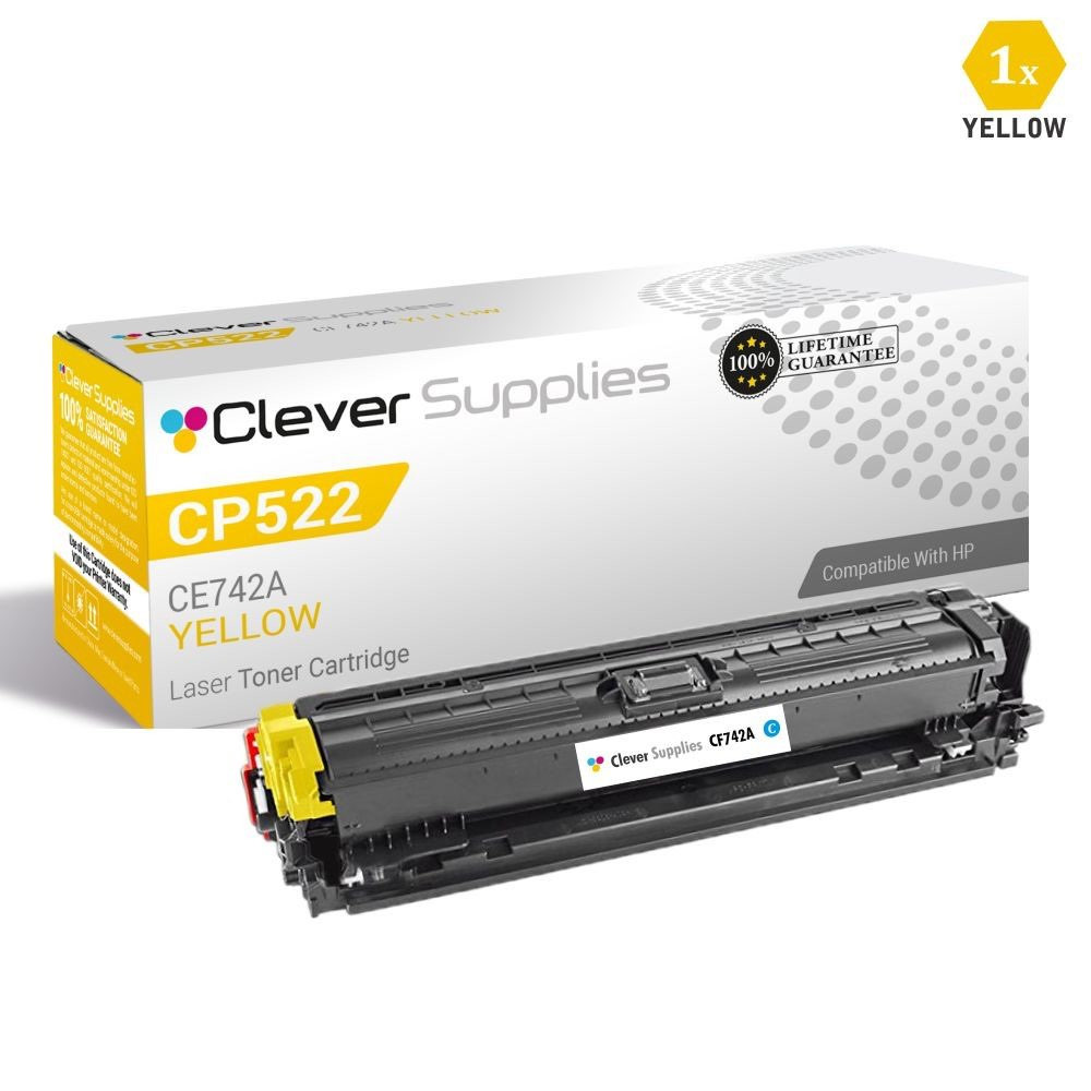 CS Compatible Replacement for HP CP5225 Toner Cartridges Yellow (CE742A ...