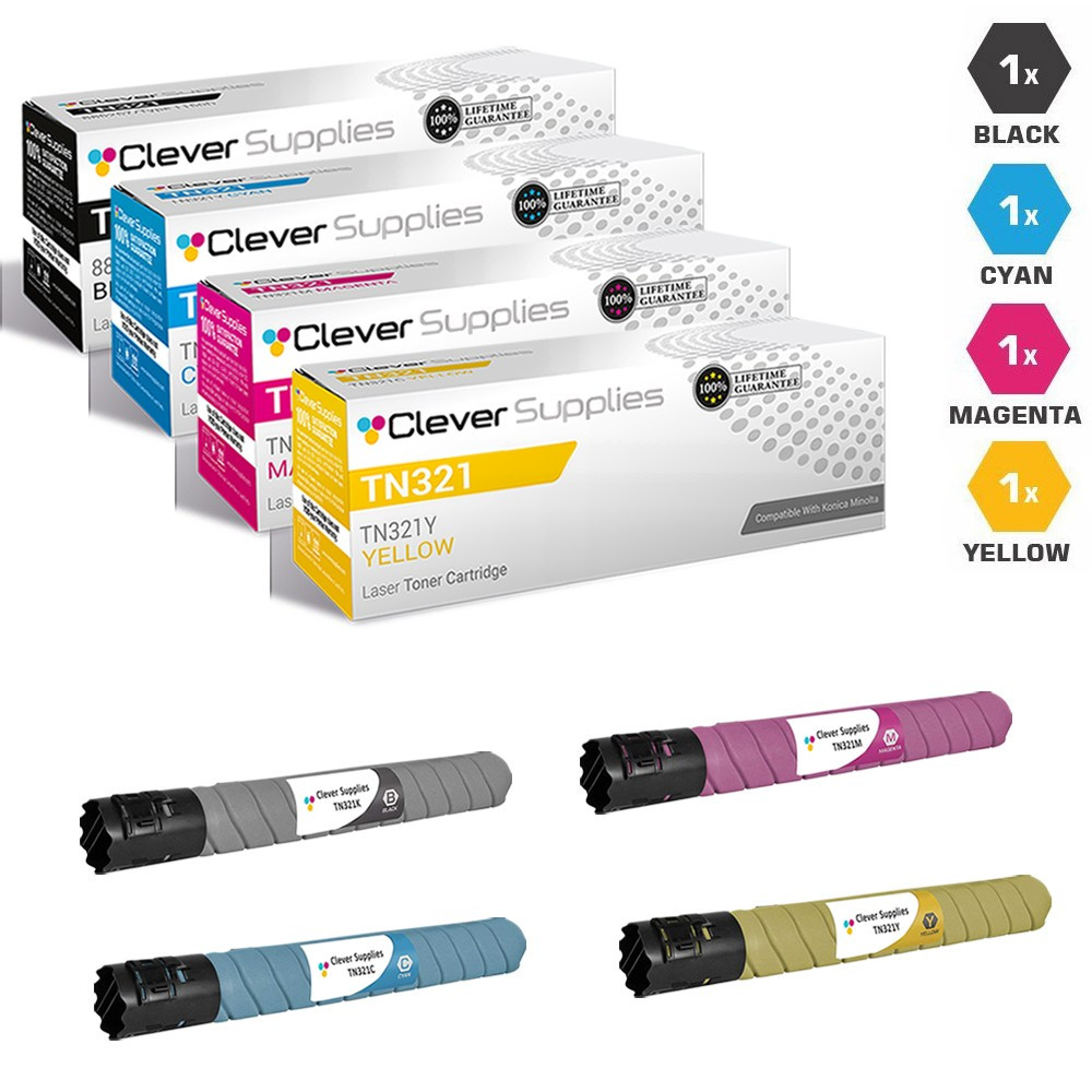 Compatible Konica-Minolta TN321 Toner Cartridge 4 Color Set (TN321K ...