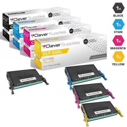 Compatible Samsung CLT-508L High Yield Laser Toner Cartridges 4 Color Set (CLT-K508L/ CLT-C508L ...