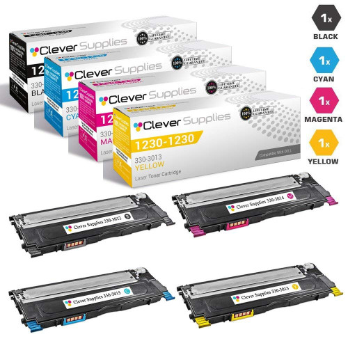 Compatible Dell 1230c Laser Toner Cartridge 4 Color Set - Clever ...