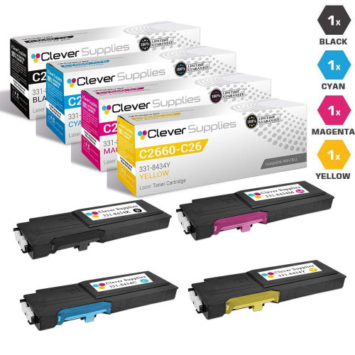 Compatible Dell C2660dn Toner Cartridge High Yield 4 Color Set - Clever ...
