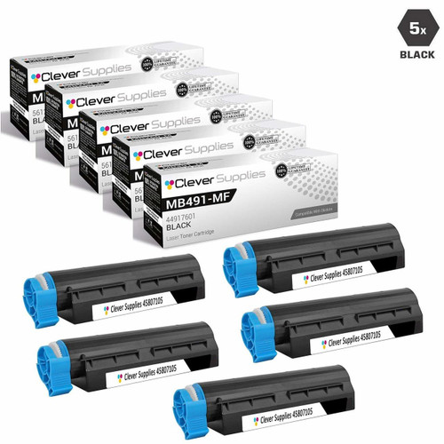 Compatible Okidata MB491 Plus Laser Toner Cartridges Black 5 Pack ...