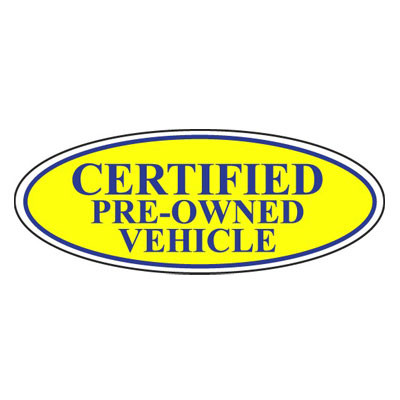 Certified Pre-Owned Vehicle Oval Sign {Blue/Yellow} (EZ196-C)
