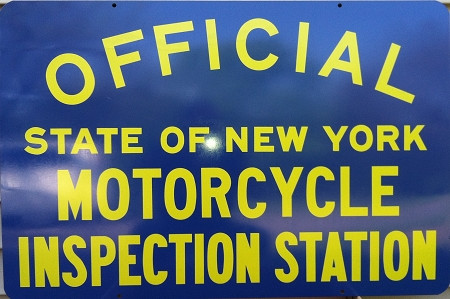 Metal Sign Blue: Motorcycle Inspection