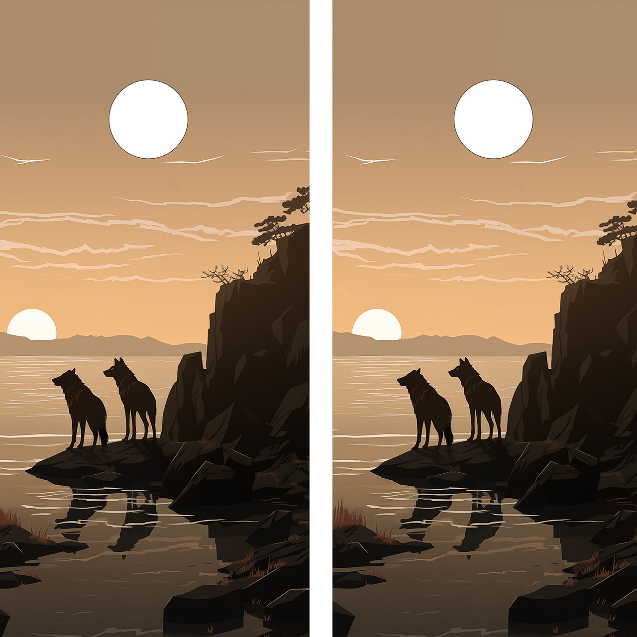 Wild Wolves Cornhole Board Wraps / Skin - Design 2.1