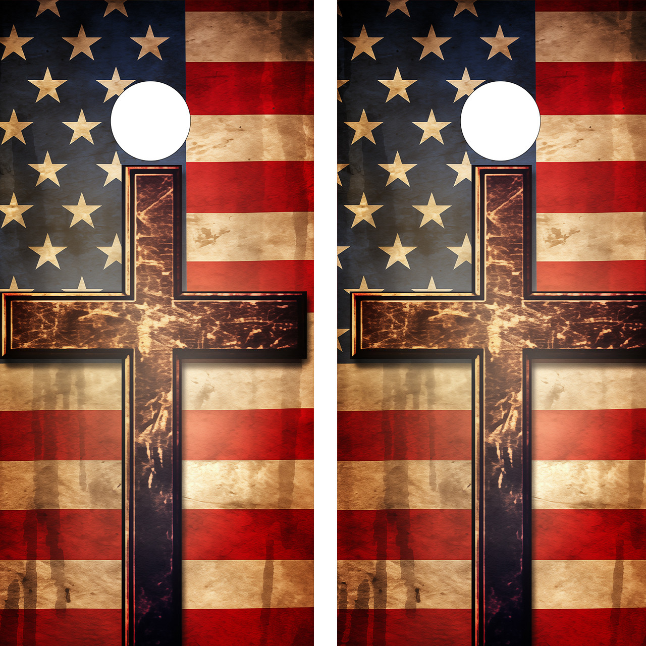 USA Cross Cornhole Wraps / Skins - Design 6