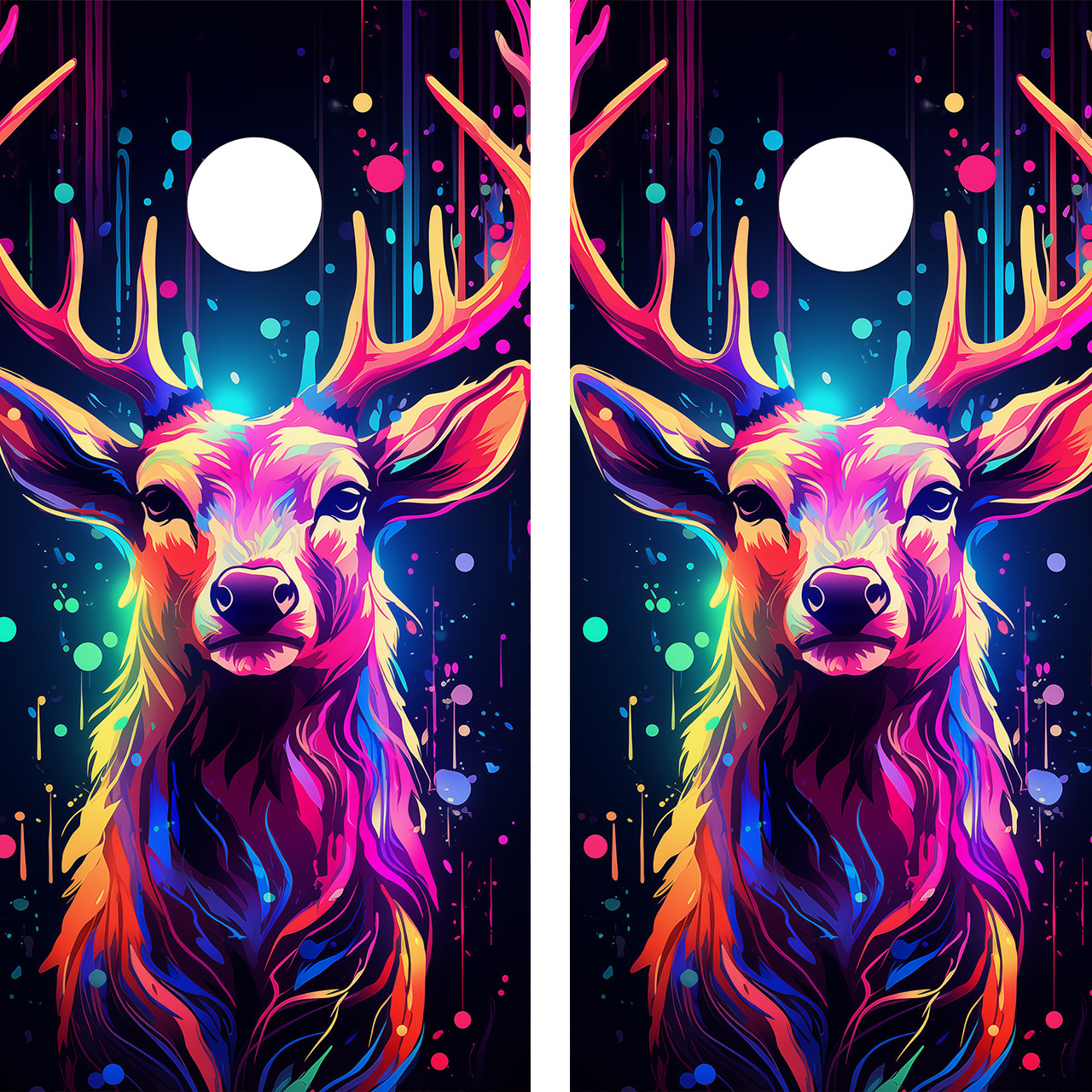 Colorful Deer Cornhole Wraps / Cornhole Skins - Design 1